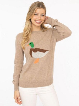 Zwillingsherz Strickpullover Duck Rundhals,aus reinem Kaschmir mit gro&szlig;er Ente