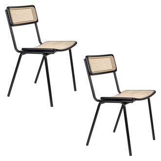 Zuiver Jort Stuhl Natur/Schwarz - 2er Set