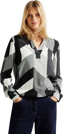 Cecil Damen B344317 Blusenshirt Bedruckt, Black, XS