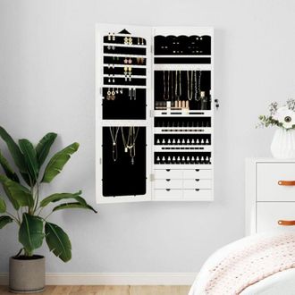 vidaXL Armoire &agrave; bijoux avec miroir murale blanc 37,5x10x106 cm vidaXL