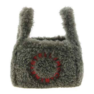 Stella McCartney Lammfell-Schultertasche mit Logo - - Bags - Damen - Grau - ONE SIZE