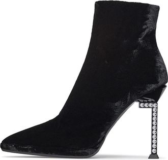 Loriblu Femme, Chaussures, Noir, Taille: 39 EU Bottines à talons en forme de cristaux L en velours damassé