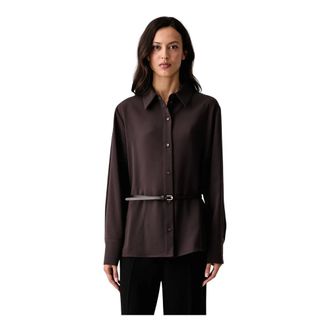 A|X Armani Exchange Chemise en cr&ecirc;pe avec ceinture - Femme - Blouses et Chemises - Brun - Taille: 36 FR