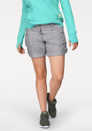 Kangaroos Bermudas KANGAROOS, Damen, Gr. 50, N-Gr, grau (hellgrau), Web, Obermaterial: 100% Baumwolle, unifarben, schmal kurz, Hosen Shorts Strandshorts, krempe