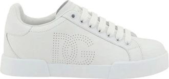 Dolce & Gabbana Femme, Chaussures, Blanc, Taille: 36 EU Baskets &agrave; Lacets avec Monogramme et D&eacute;tails de Signature