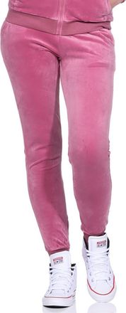 Jela London Damen Nicki Jogginghose Samt Velour Homewear, Violett Rot 36 38 (M)