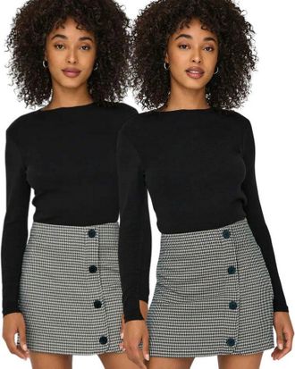 Only Langarmshirt (Spar Set, 2er-Pack) schlichtes Basic Shirt in Unifarben