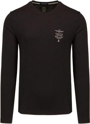 Aeronautica TS2015 T-shirt à manches longues pour homme Noir Flèches Tricolores, Noir, XXL