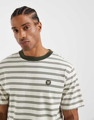 Wood Wood Double A By Wood Wood - Easton - T-shirt 100 % coton &agrave; rayures - Gris