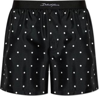 Dolce & Gabbana Homme, Sous-v&ecirc;tements, Noir, Taille: 2XL Short regular-fit en soie imprim&eacute;e