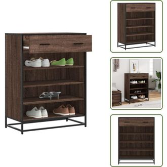 vidaXL The Living Store Schuhschrank Eichen-Optik 75x38x97,5 cm Holzwerkstoff Metall - Schuhregal
