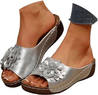 Generic Sandales orthop&eacute;diques habill&eacute;es &agrave; enfiler pour femme - L&eacute;g&egrave;res et &eacute;paisses - Confortable - Soutien de la vo&ucirc;te plantaire - Semelle compens&eacute;e - Bout o