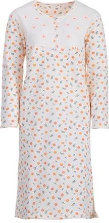 Lucky Brand Chemise de nuit thermique &agrave; manches longues pour femme Design Gerbera Boutonni&egrave;re M-2XL M&eacute;lange de coton, abricot, XL