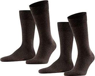 Falke Happy Double Pack M So coton unies lot de 2 paires, Chaussettes Homme, Marron Dark Brown 5450, 39-42