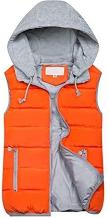 ORANDESIGNE Gilet Veste Femme Sans Manches Veste Duveteuse Avec Capuche Blouson Court Chic et Élégant Doudoue Duvet Matelassé Ultra Légère Veste Manteau Parka Gil