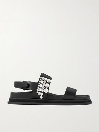 Jimmy Choo London Verity Sandalen Aus Leder Mit Kristallen - Schwarz