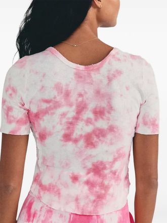 LoveShackFancy Batik-T-Shirt mit Knopfdetail - Rosa