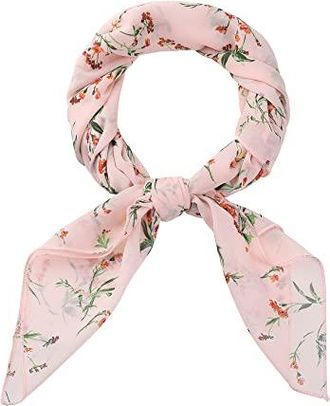 Allegra K Écharpes en mousseline de soie pour femmes - 27,6 X27,6 - Foulard carré à imprimé floral Rose clair 70x70cm/27.6x27.6 inches(LxW)