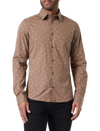 s.Oliver Mens 2125763 Hemden Langarm, braun 86A4, XXL