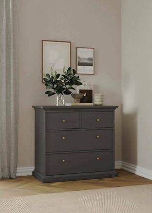 Dmora Commode à Quatre tiroirs, Couleur Gris, 96,2 x 86,9 x 48,5 cm