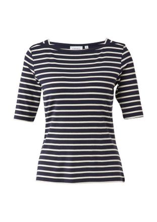 Comma Kurzarmshirt T-Shirt Feminines Streifenshirt aus Viskosejersey