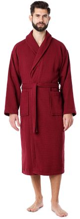 Ladeheid Herren Frottee Bademantel aus 100% Baumwolle Waffelpiqué LA40-226 (Burgunderrot (D17), XL)