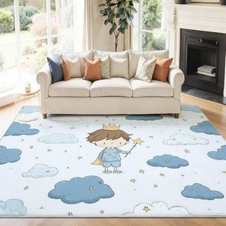 Generic Tapis Rond Salon 120 x 170 cm, Lavable Antid&eacute;rapant Tapis, Gar&ccedil;on Mignon Dessin Anim&eacute; &Eacute;toile Imprim&eacute; Carpette pour la Chambre la Salle &agrave; Manger et Bur