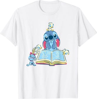 Disney Lilo & Stitch Reading A Book T-Shirt