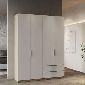 M&S Collection M&s - Armoire 4 portes 2 tiroirs 157 cm blanc et chêne - armoy