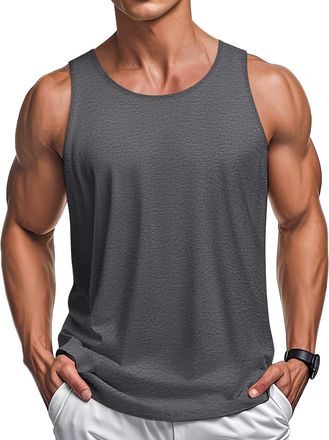 Magcomsen Tanktop Herren Sommer Muskelshirt Atmungsaktiv Achselshirts Stretch Tank Top f&uuml;r Outdoor, Sport, Dunkelgrau, 2XL