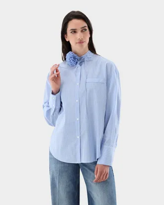 van Laack Stehkragenbluse mit Blumen-Akzent
