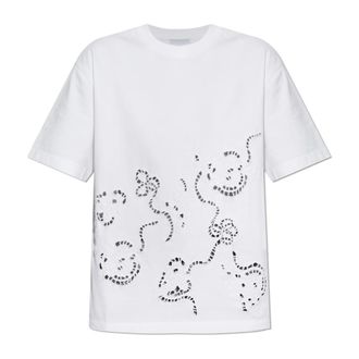 Ganni Broderie Anglaise T-Shirt - - Tops - Damen - Wei&szlig; - XS