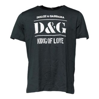 Dolce & Gabbana Schwarzes Baumwoll-Bedrucktes T-Shirt mit Kurzen &Auml;rmeln - - Tops - Herren - Schwarzk - 3XL