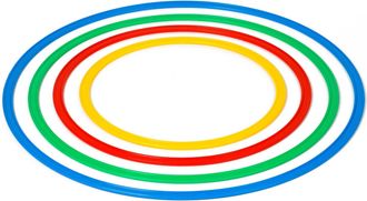 Sport-Thieme Gymnastikreifen Set Flach | Flache Reifen f&uuml;r Koordinations- und Konzentrations&uuml;bungen | 4 St&uuml;ck | Kunststoff | &Oslash; 40 50 68 cm | Training Parcours Fitn