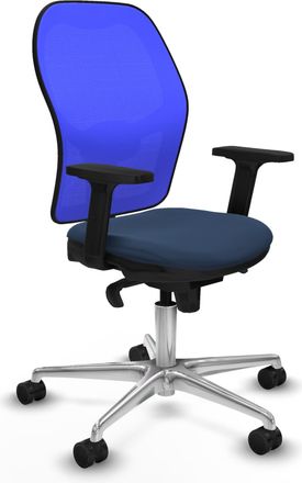 Piqueras y Crespo B&uuml;rostuhl mit 2D-Armlehnen, h&ouml;henverstellbare Lendenwirbelst&uuml;tze, mit 5 Positionen und Schaumstoff, 65 mm Nylon, Blau/Marineblau