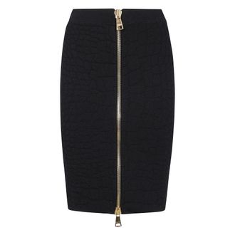 Balmain Knielanger Rock aus Strick mit Krokodilmuster - - Skirts - Damen - Schwarzk - XS