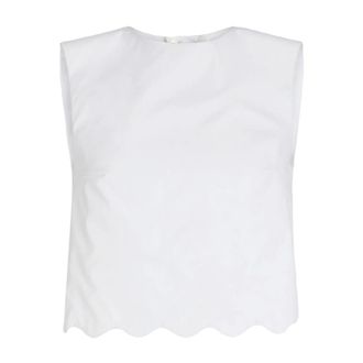 Patou Femme, Tops, Blanc, Taille: 40 FR Haut Blanc sans Manches avec Ourlet en Coquille