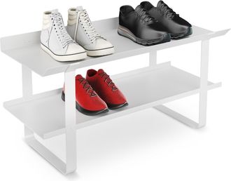 Gorillz Design Layer Schuhregal weiß - Schuhablage aus Metall - Schuhregal zweistöckig - modernes Schuhregal für kleine Räume - Schuhregal für die Garderobe - platzs