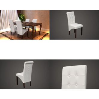 vidaXL Vidaxl - Esszimmerstühle 4 Stk. Weiß Kunstleder - Esszimmerstühle - Holztischstühle - Küchenstühle - Weiße Möbel - Designerstühle - Home & Living