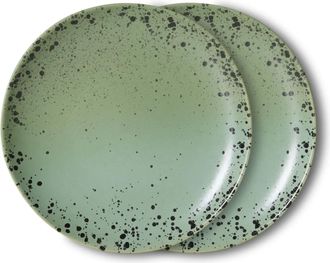 HKliving Assiettes &agrave; dessert en c&eacute;ramique Fleck - Set de 2 HKliving