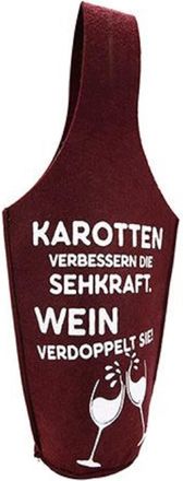 Gilde 45396 - Flaschentasche, für Wein, Filz, Karotten verbessern die Sehkraft. Wein verdoppelt sie!, B 11 x H 36 x T 16cm