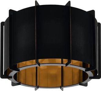 Eglo Deckenlampe Pineta, Deckenleuchte, Stahl in schwarz, Holz, Folie in schwarz, gold E27 Fassung