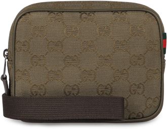 Gucci Mens Camera Bag Gg Canvas Green Cotton Messenger
