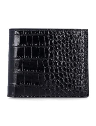 Tom Ford Portemonnaies - Black Croc-Effect Leather Bi-Fold Wallet - Gr. unisize - in Schwarz - f&uuml;r Damen