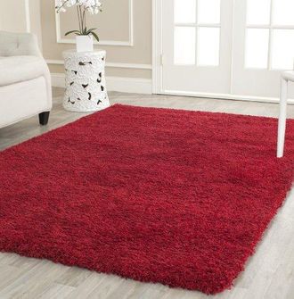 Safavieh Zottelig Teppich für Wohnzimmer, Esszimmer, Schlafzimmer - California Shag Collection, Hoher Flor, Rot, 122 X 183 cm