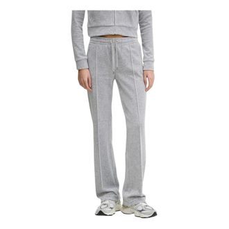 Juicy Couture Pantalon de jogging en velours orn&eacute; de strass - Femme - Pantalons - Gris - Taille: 42 FR