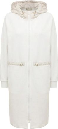 Herno Femme, Manteaux, Blanc, Taille: 42 FR Long Hooded Zip Coat
