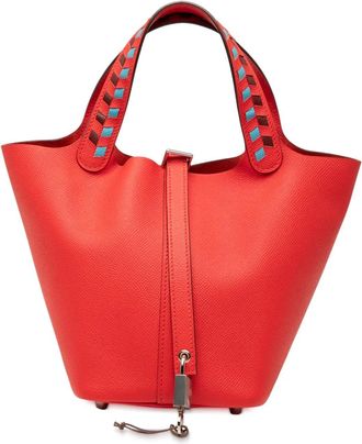 Hermès Crossbody Bags - Epsom Tressage Picotin Lock 18 - Gr. unisize - in Rot - für Damen
