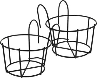 Supvox Blumentopf-halterungs-Set 2-teilig Bonsai-h&auml;ngekorb Eisenkunst Handlaufst&auml;nder Blumentopfst&auml;nder F&uuml;r Gel&auml;nder Balkon Topfaufh&auml;nger Schwarz