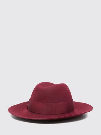 Borsalino Chapeau Panama en laine &agrave; larges bords avec logo appliqu&eacute;